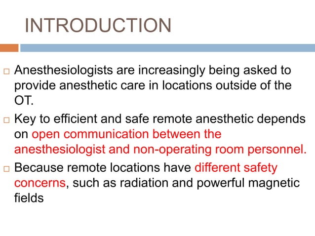 ANESTHESIA FOR MRI AND CT SCANs suite room | PPTX | Lung and ...