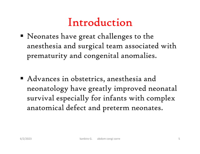Anesthesia for Neonatal congenital correction surgery.pdf | Pregnancy ...