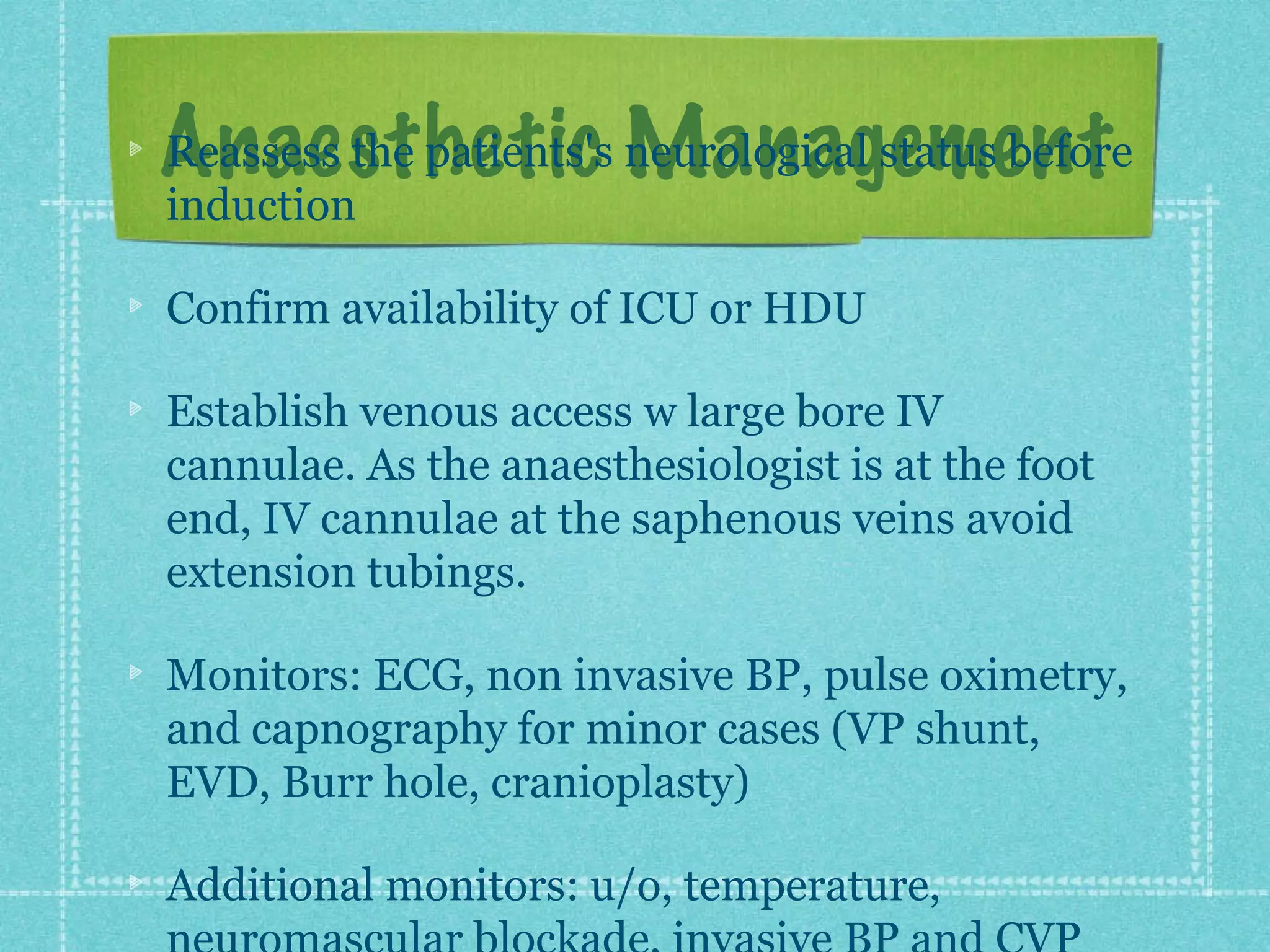 Anesthesia for neurosurgery (zuhura) | PPT