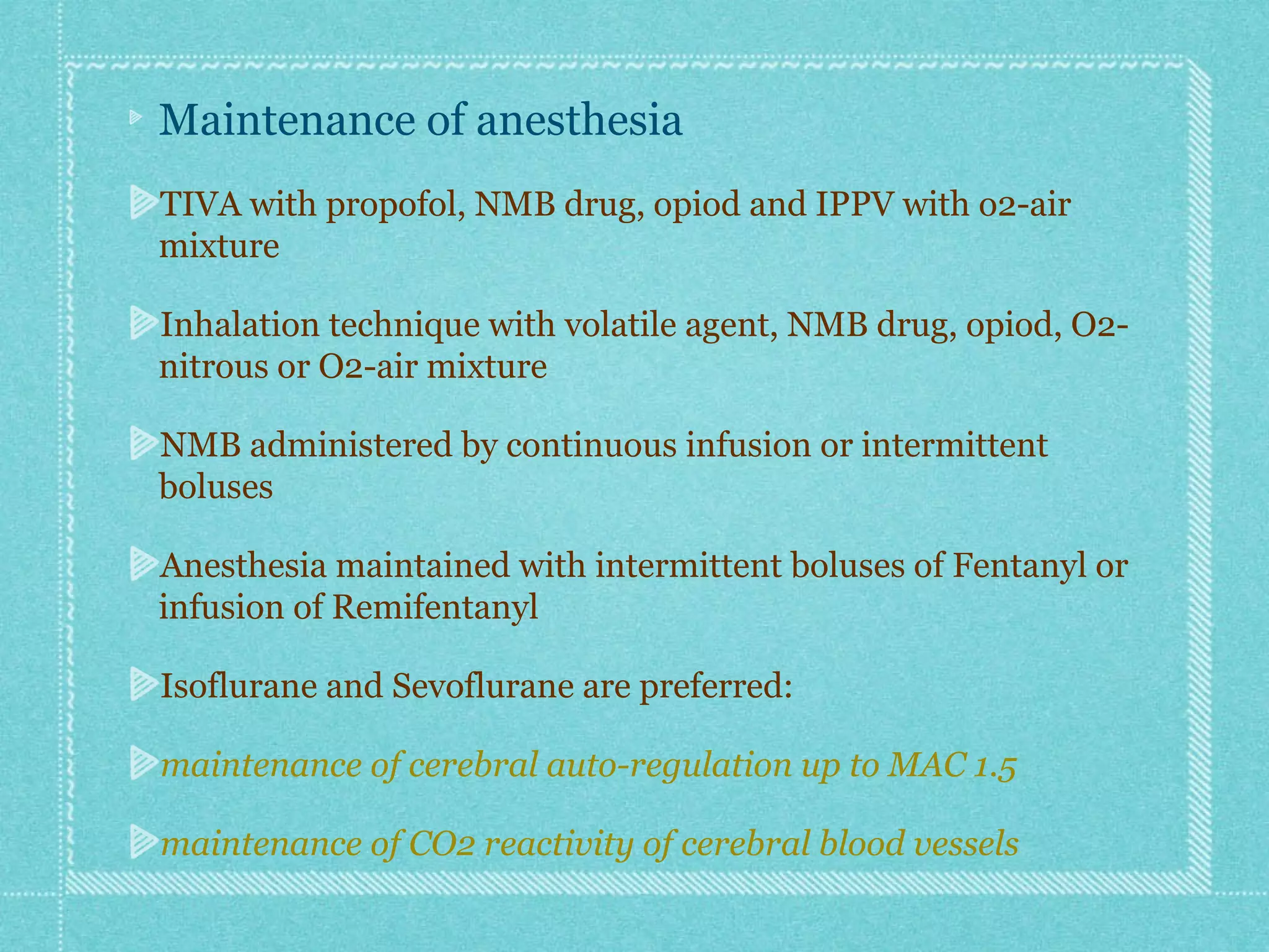 Anesthesia for neurosurgery (zuhura) | PPT