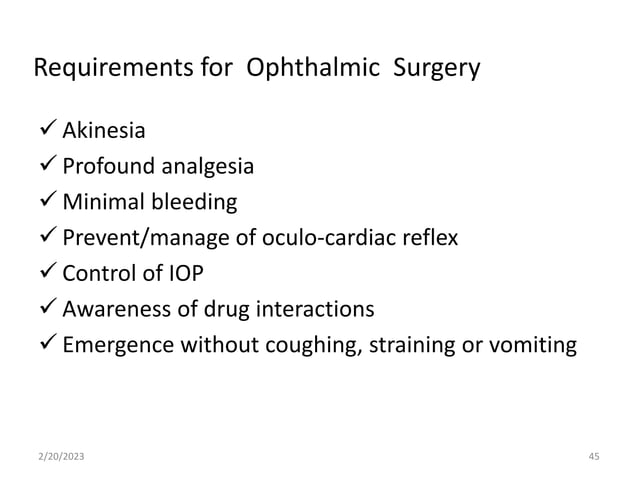 Anesthesia for ophthalmic surgery and complication.pptx | Eye and ...