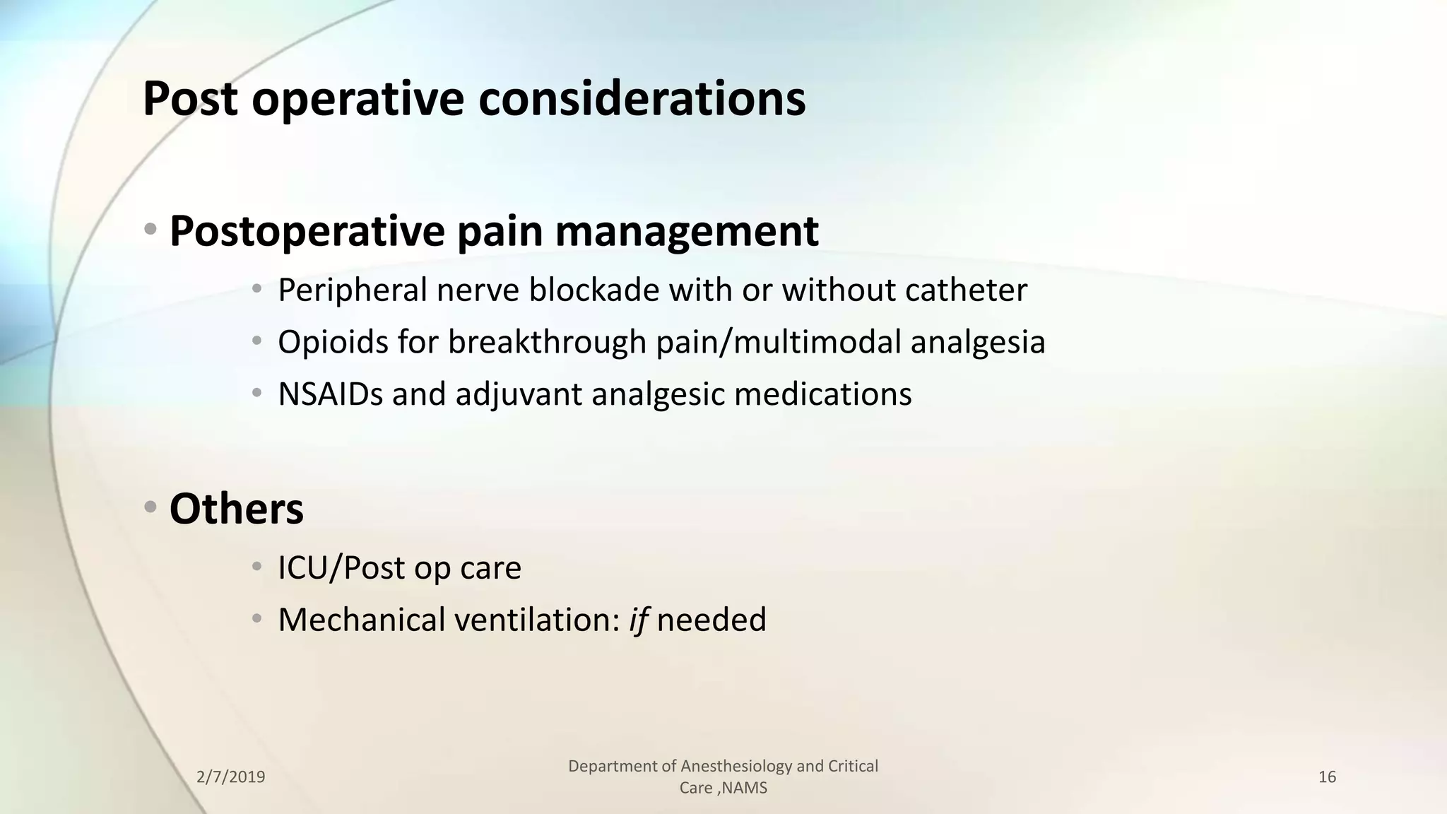 Anesthesia for orthopedic surgery | PPTX