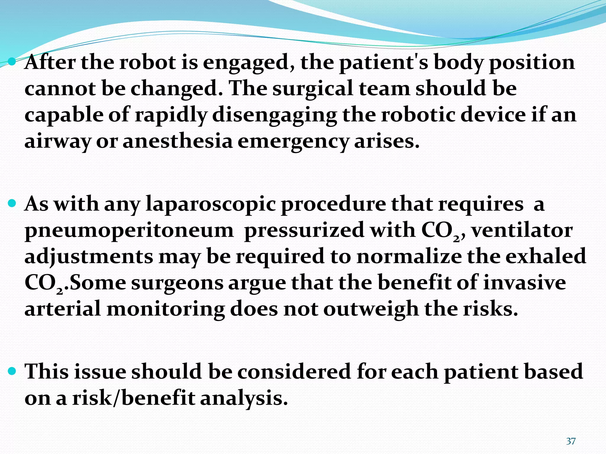 Anesthesia for robotic surgery | PPTX