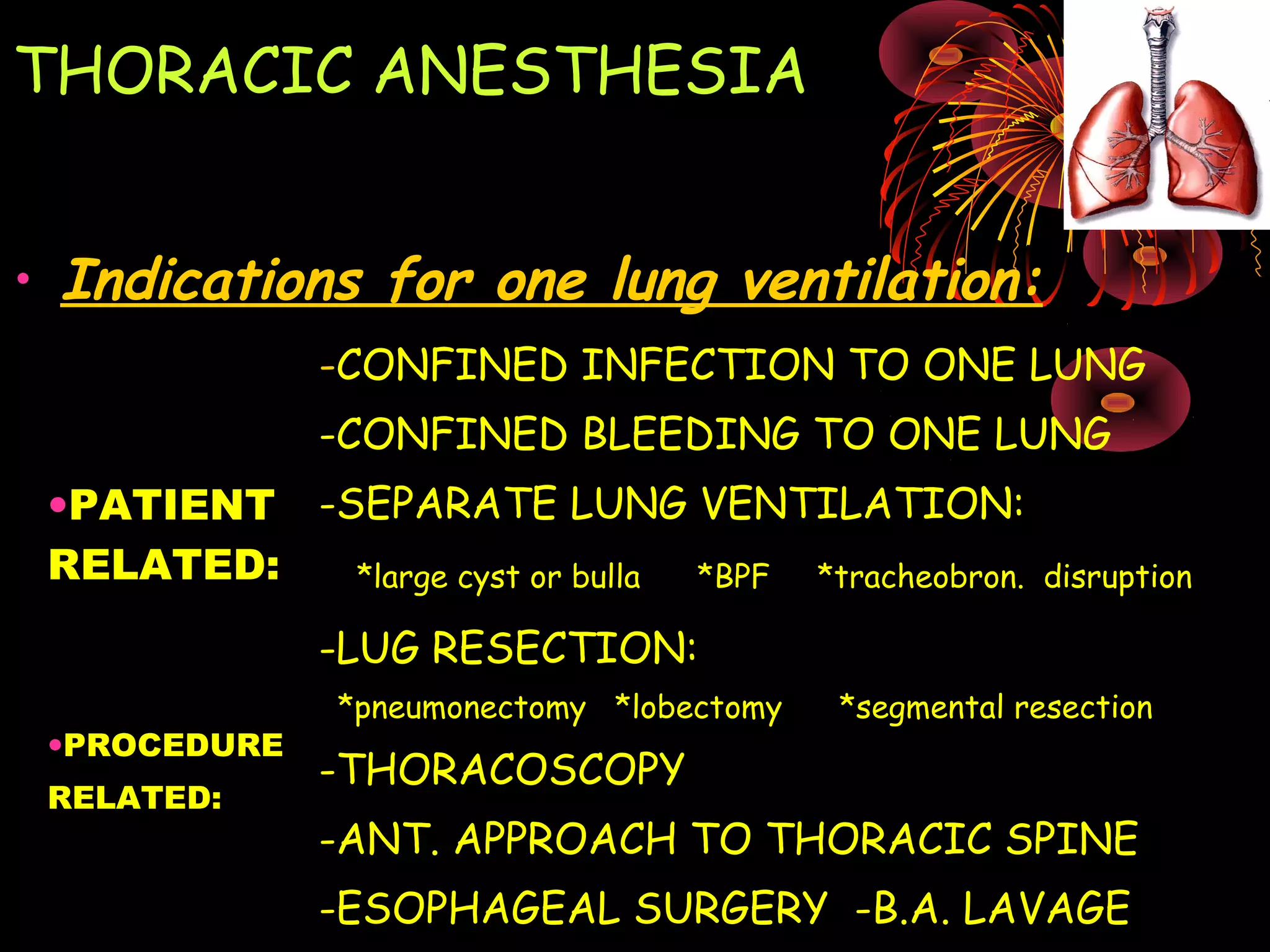 Anesthesia for toracic surgery | PPT