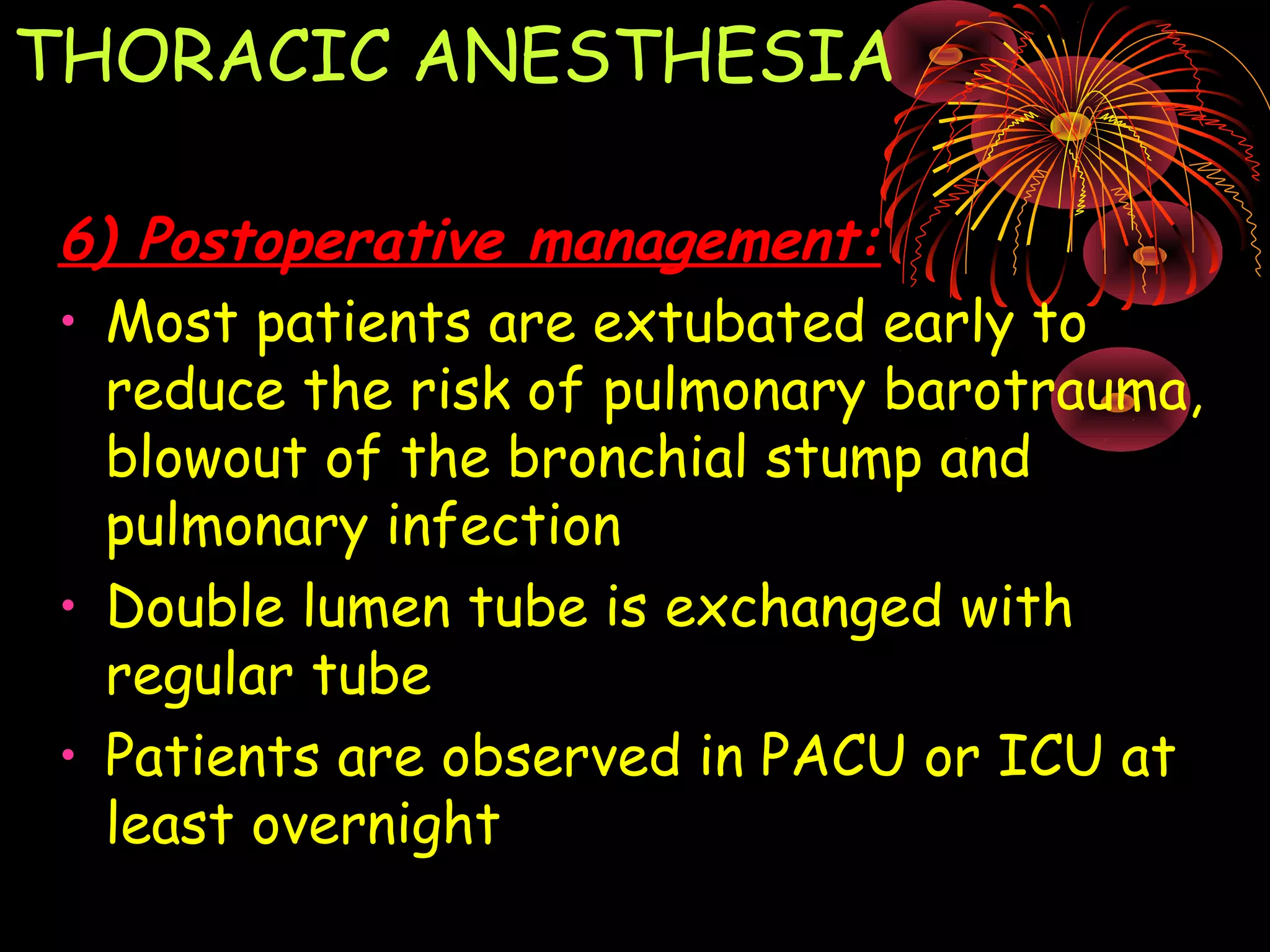 Anesthesia for toracic surgery | PPT