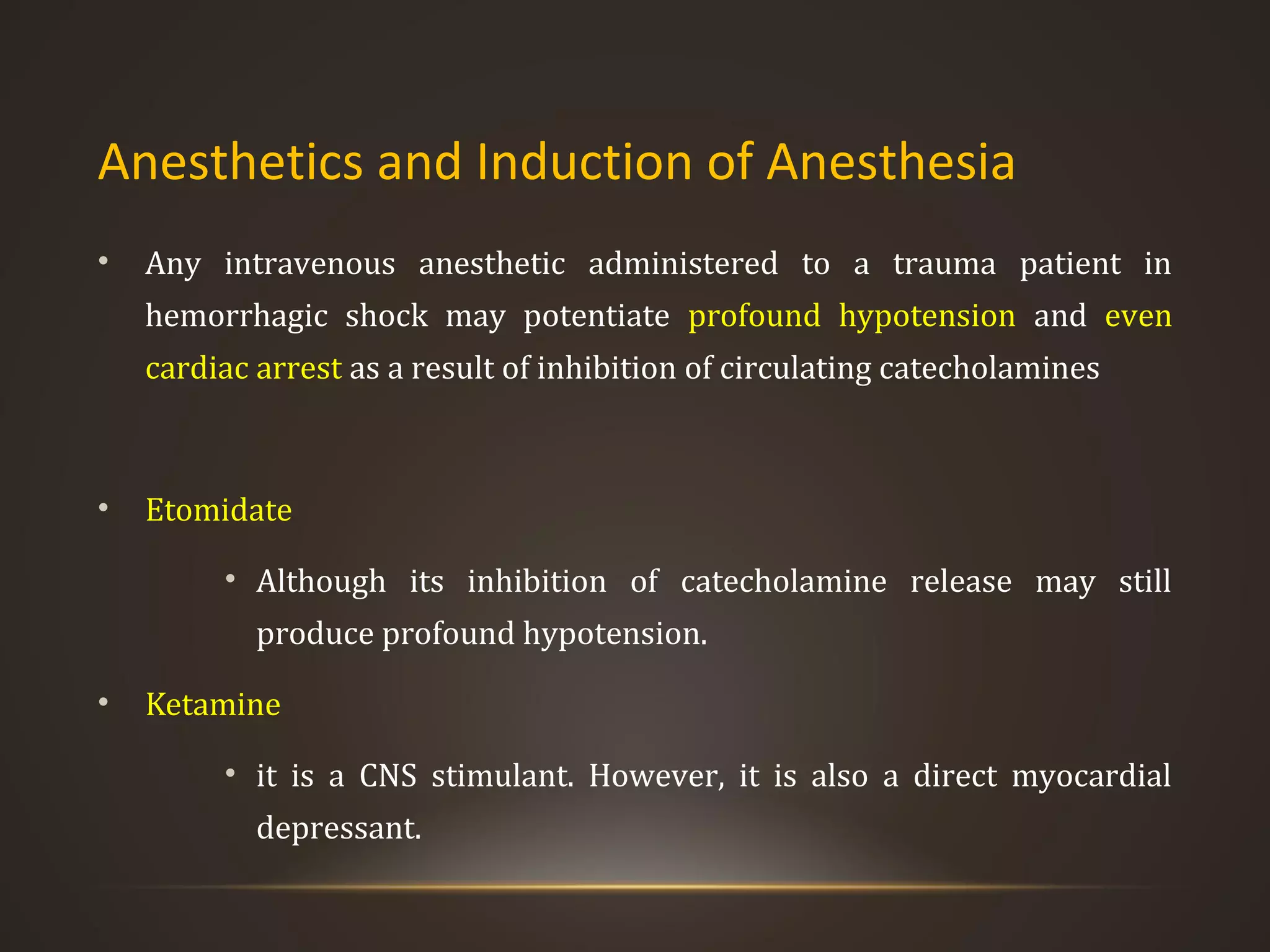 Anesthesia for Trauma | PPT