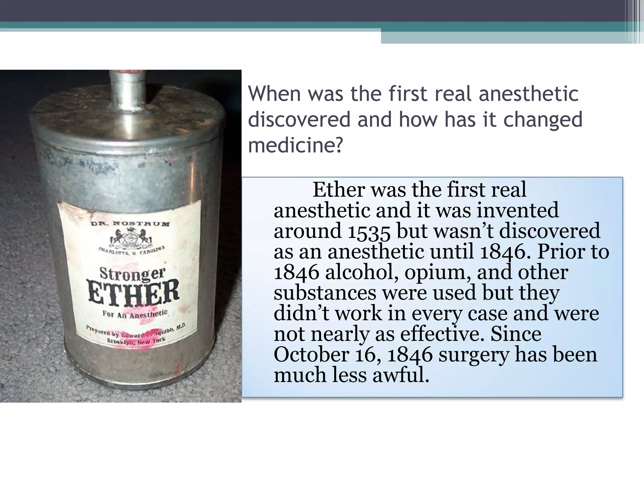 Anesthesia History of Ether | PPT