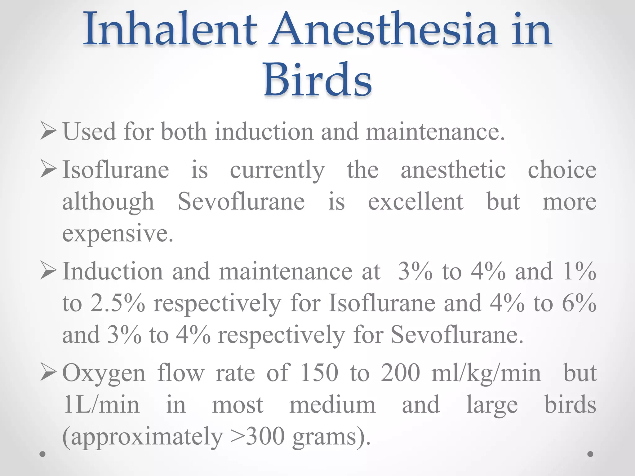 Anesthesia in birds and exotic pet animals | PPTX