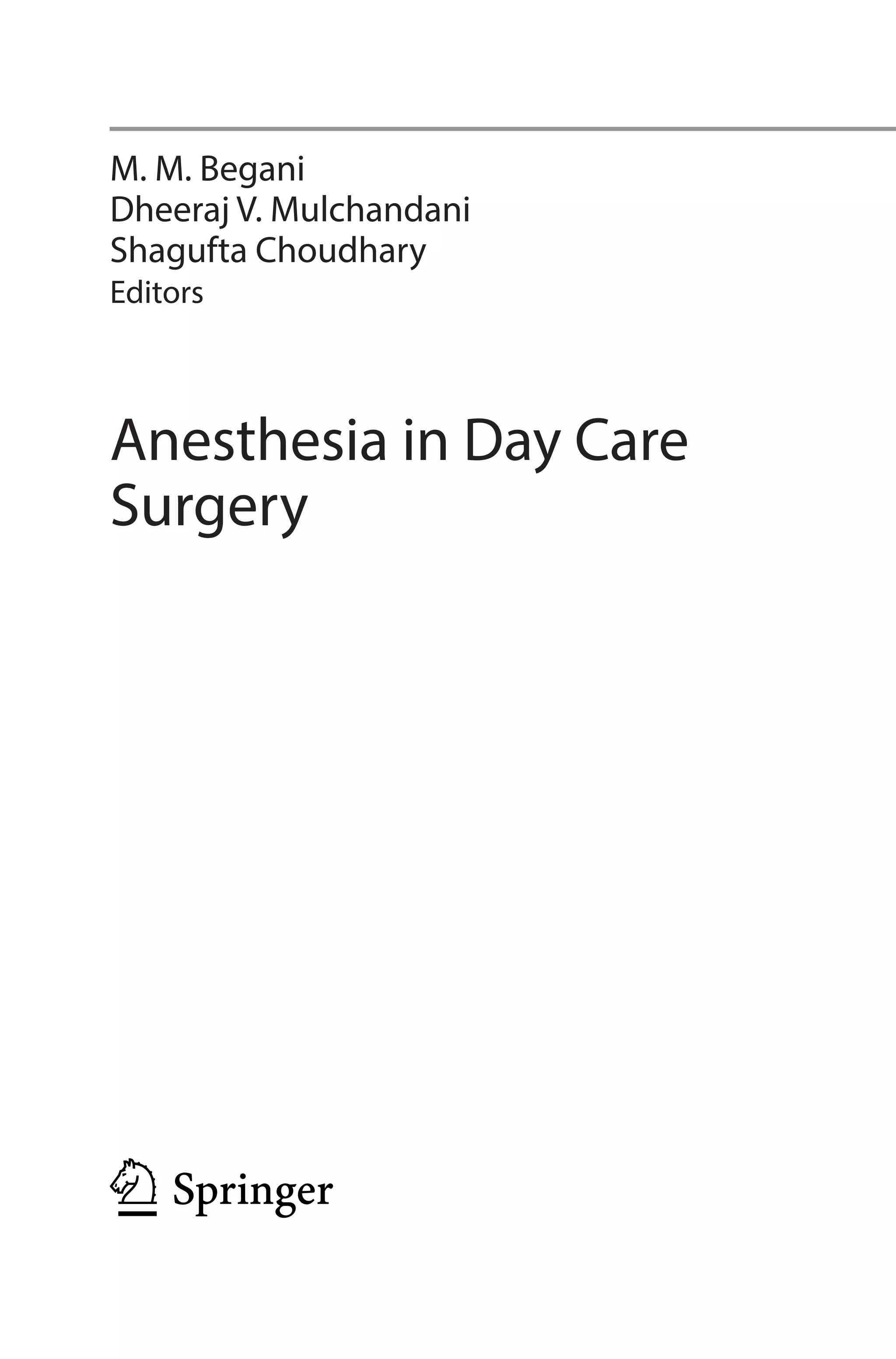 Anesthesia in day care surgery | PDF
