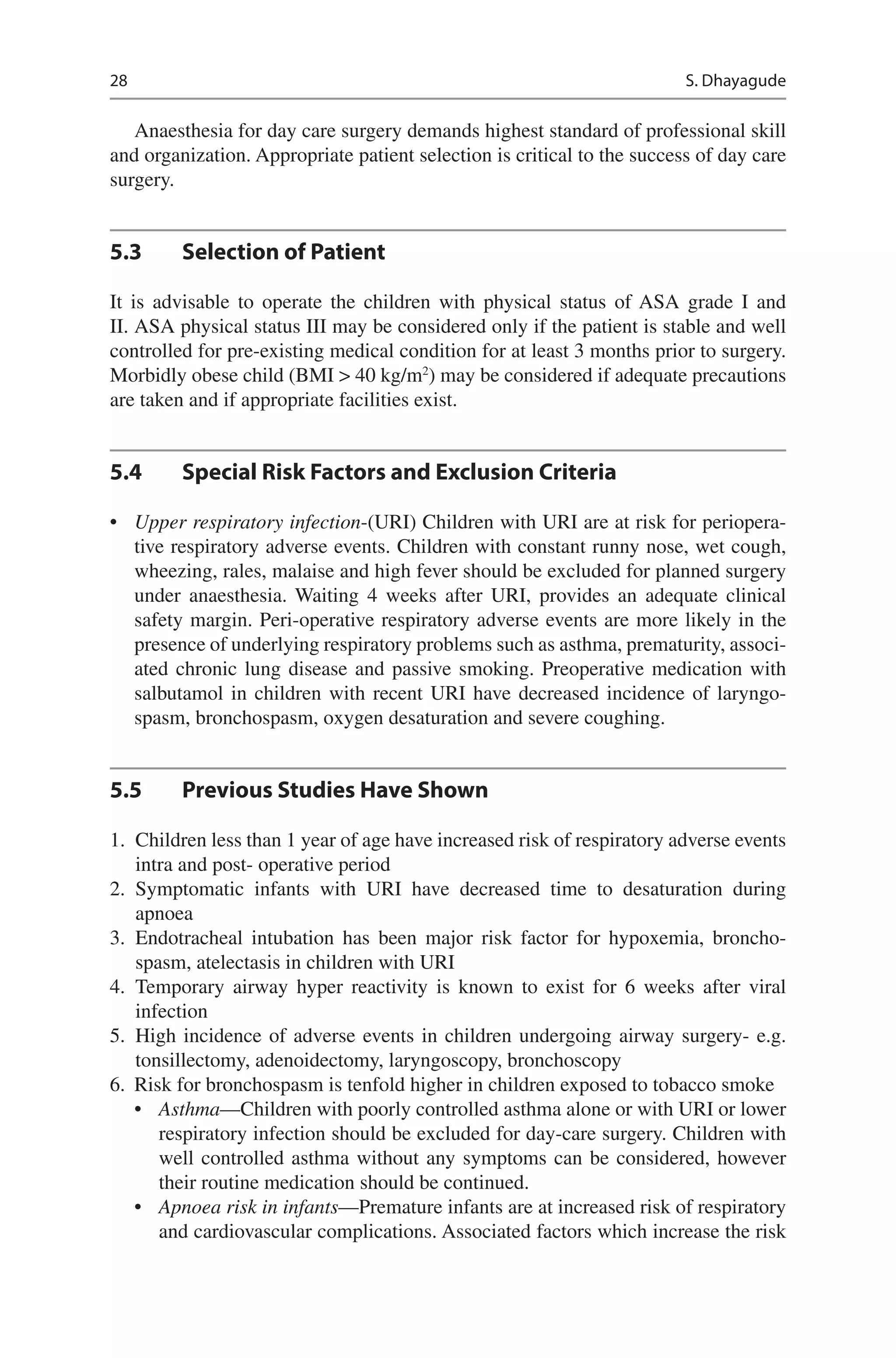 Anesthesia in day care surgery | PDF