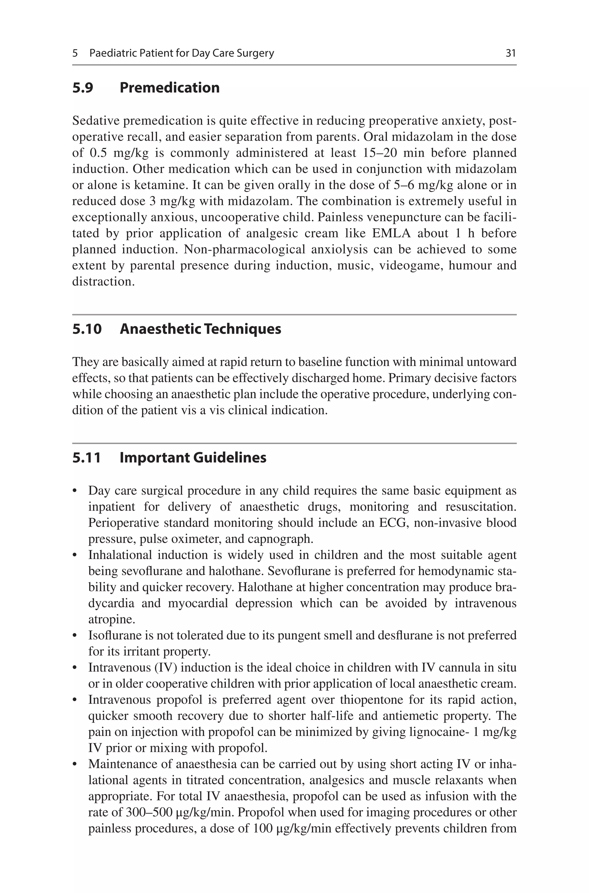 Anesthesia in day care surgery | PDF