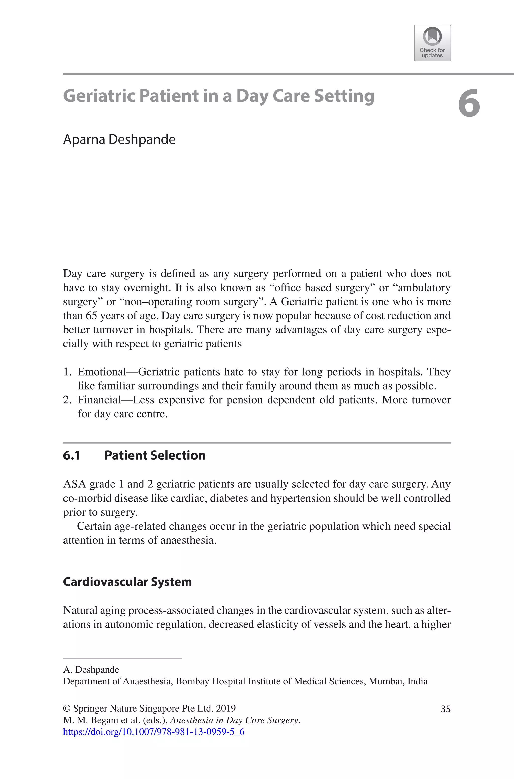 Anesthesia in day care surgery | PDF