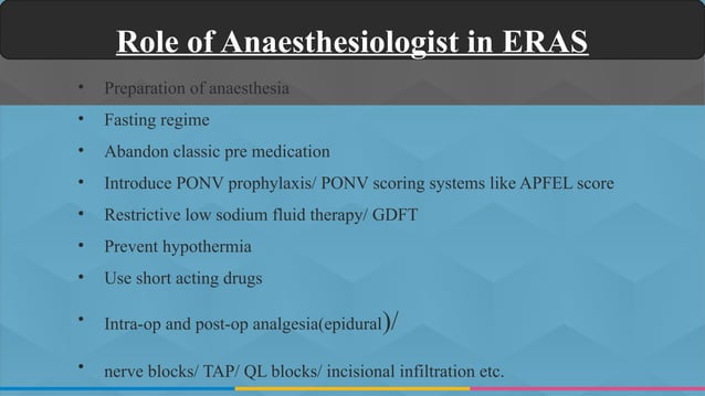 anesthesia in ERAS- enhanced recovery after surgery | PPTX | Digestive ...