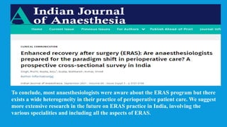 anesthesia in ERAS- enhanced recovery after surgery | PPTX