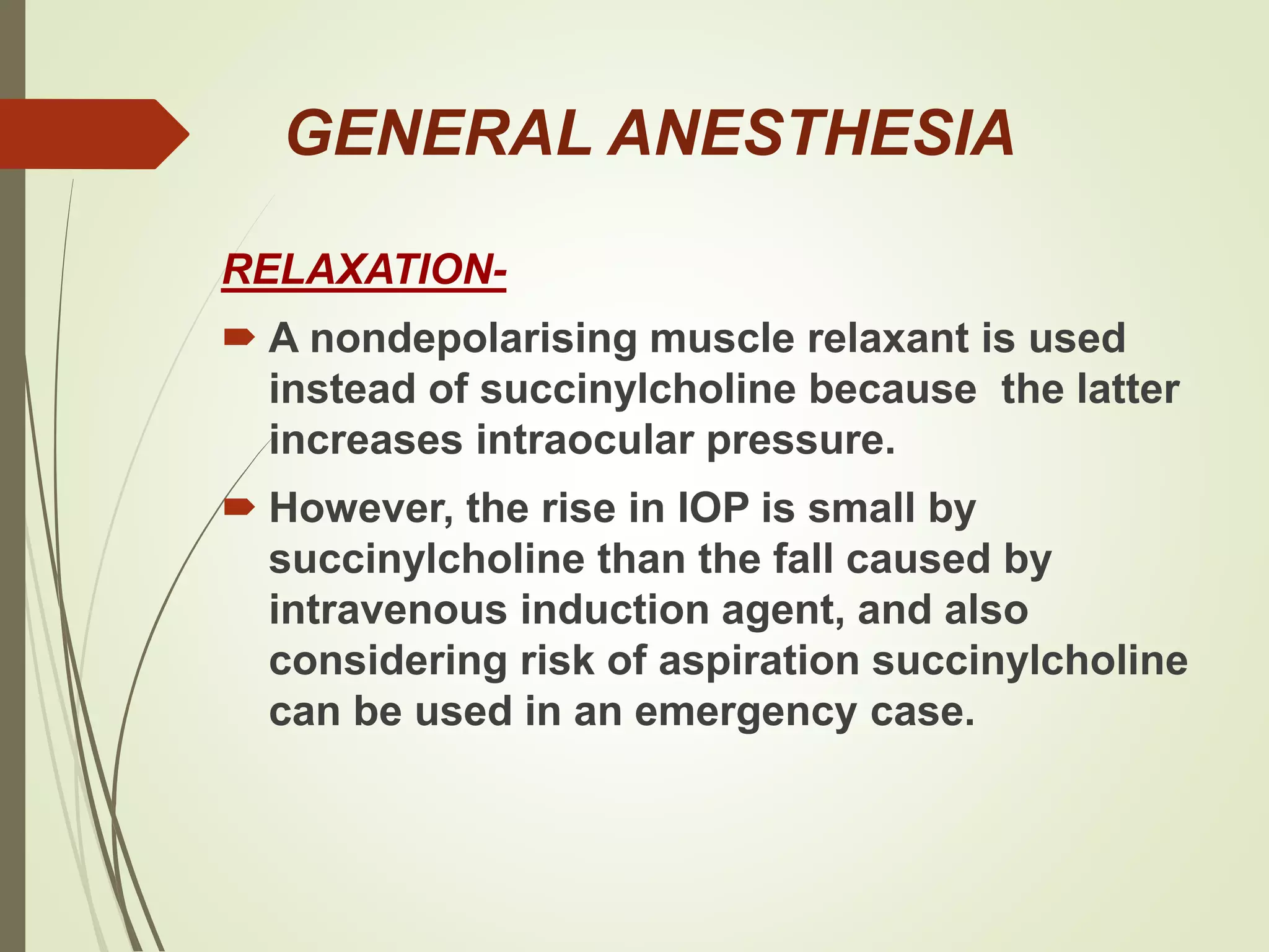 Anesthesia in ophthalmic surgery dr ferdous | PPTX