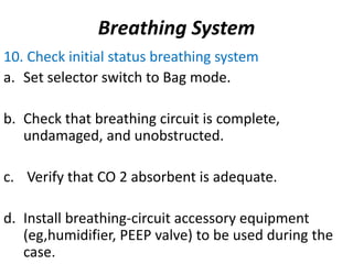 ANESTHESIA MACHINE CHECK DAILY ROUTINE IN THEARTE | PPT