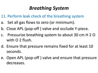 ANESTHESIA MACHINE CHECK DAILY ROUTINE IN THEARTE | PPT