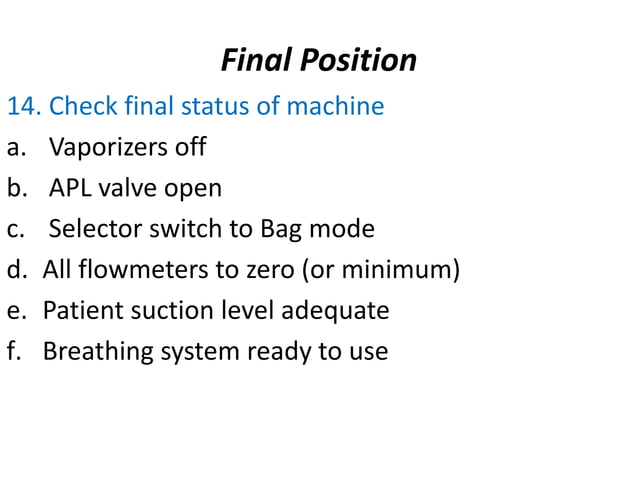 ANESTHESIA MACHINE CHECK DAILY ROUTINE IN THEARTE | PPT