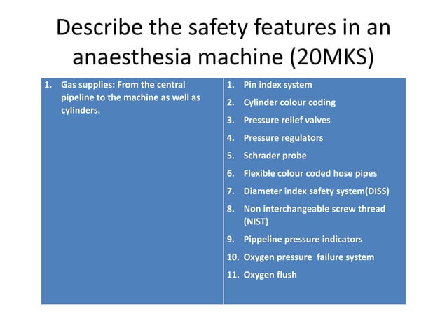 Anesthesia MACHINE and safety measures in anesthesia machine | PPT