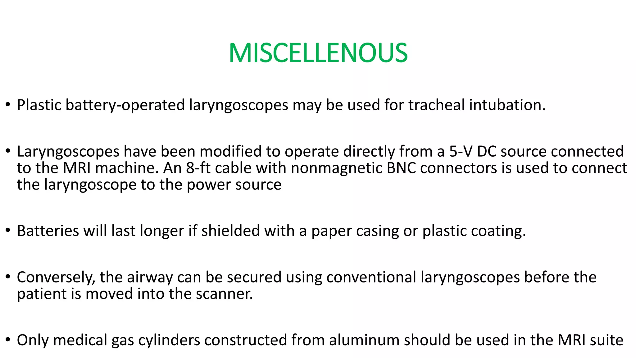 ANESTHESIA for MRI procedures | PPTX