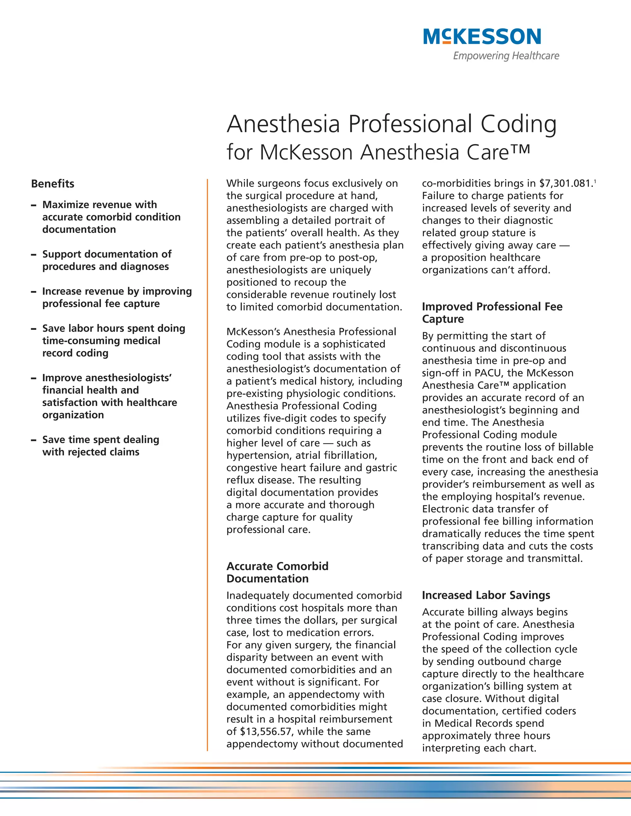 Anesthesia Professional Coding for McKesson Anesthesia Care™ | PDF ...