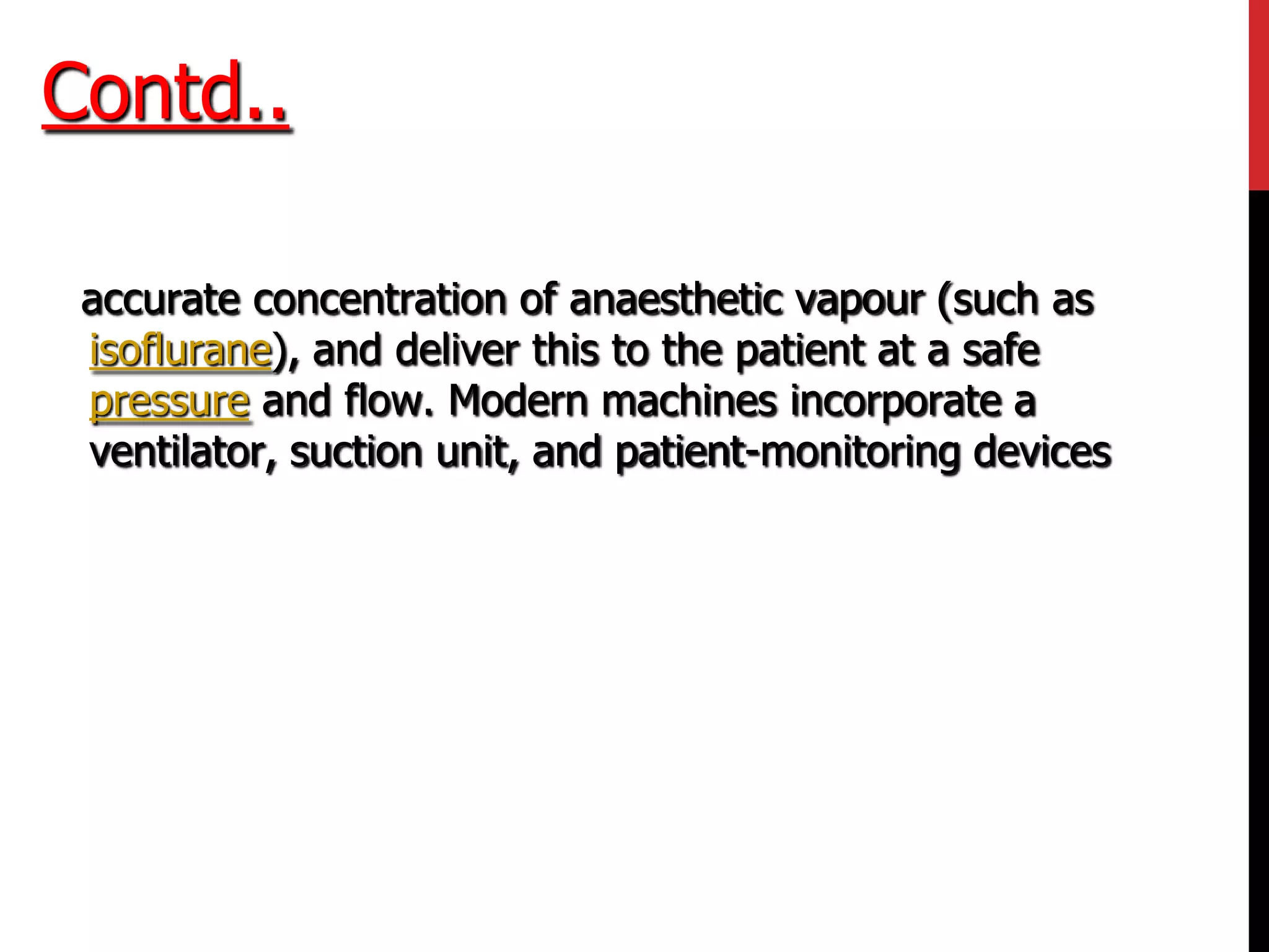 Anesthesia workstation , electrical components , high pressure | PPTX