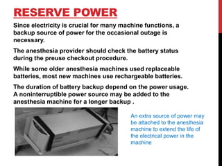 Anesthesia workstation , electrical components , high pressure | PPTX
