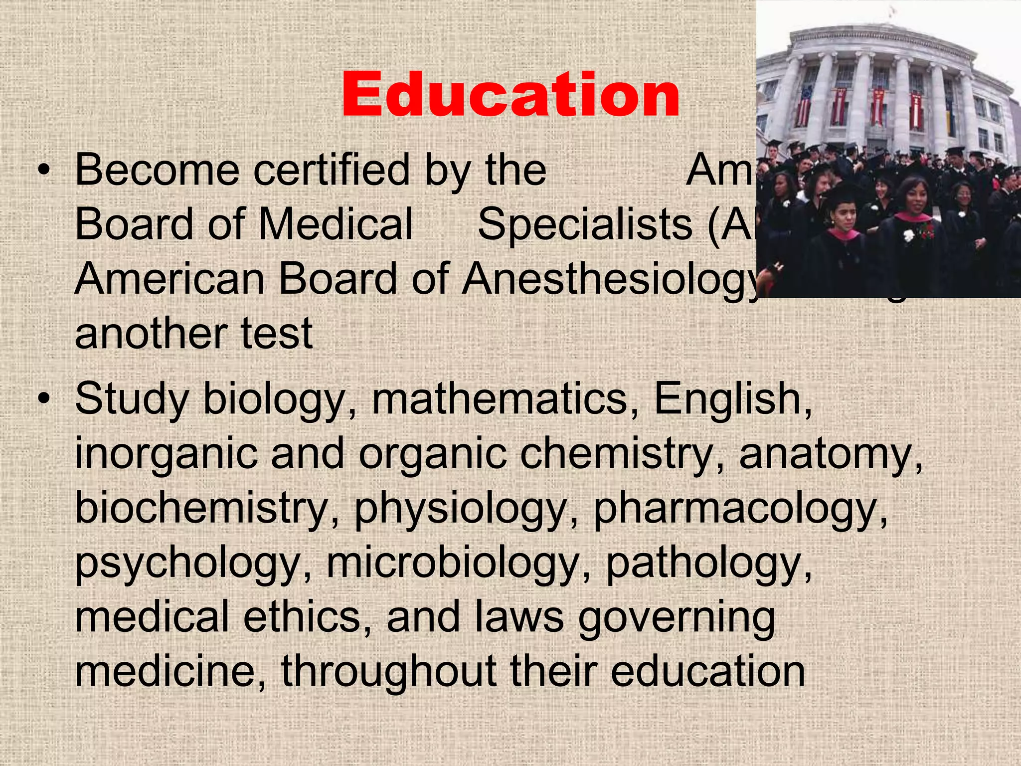 The Career of Anesthesiologist | PPTX