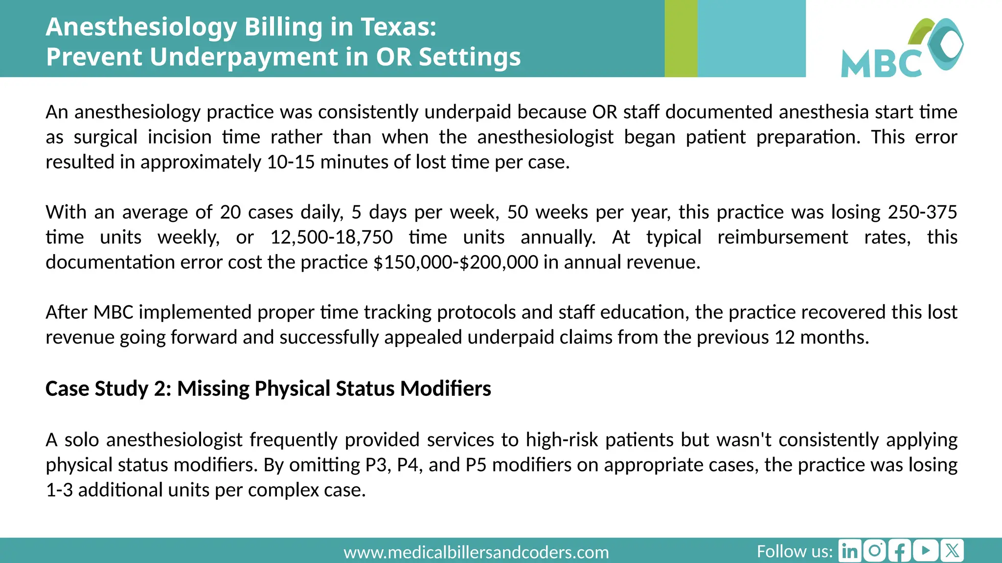 Anesthesiology Billing in Texas: Prevent Underpayment in OR Settings | PPTX