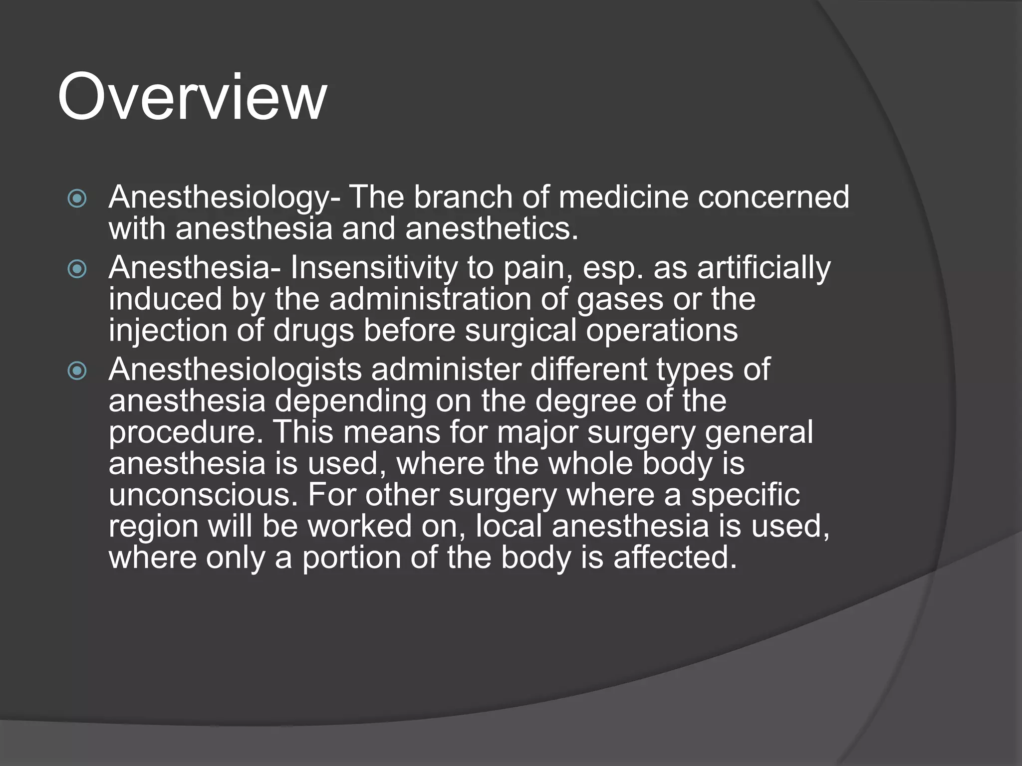 Anesthesiology presentation | PPTX
