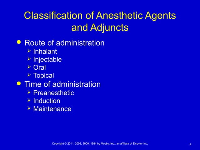 Anesthetic agents and adjuncts | PPT