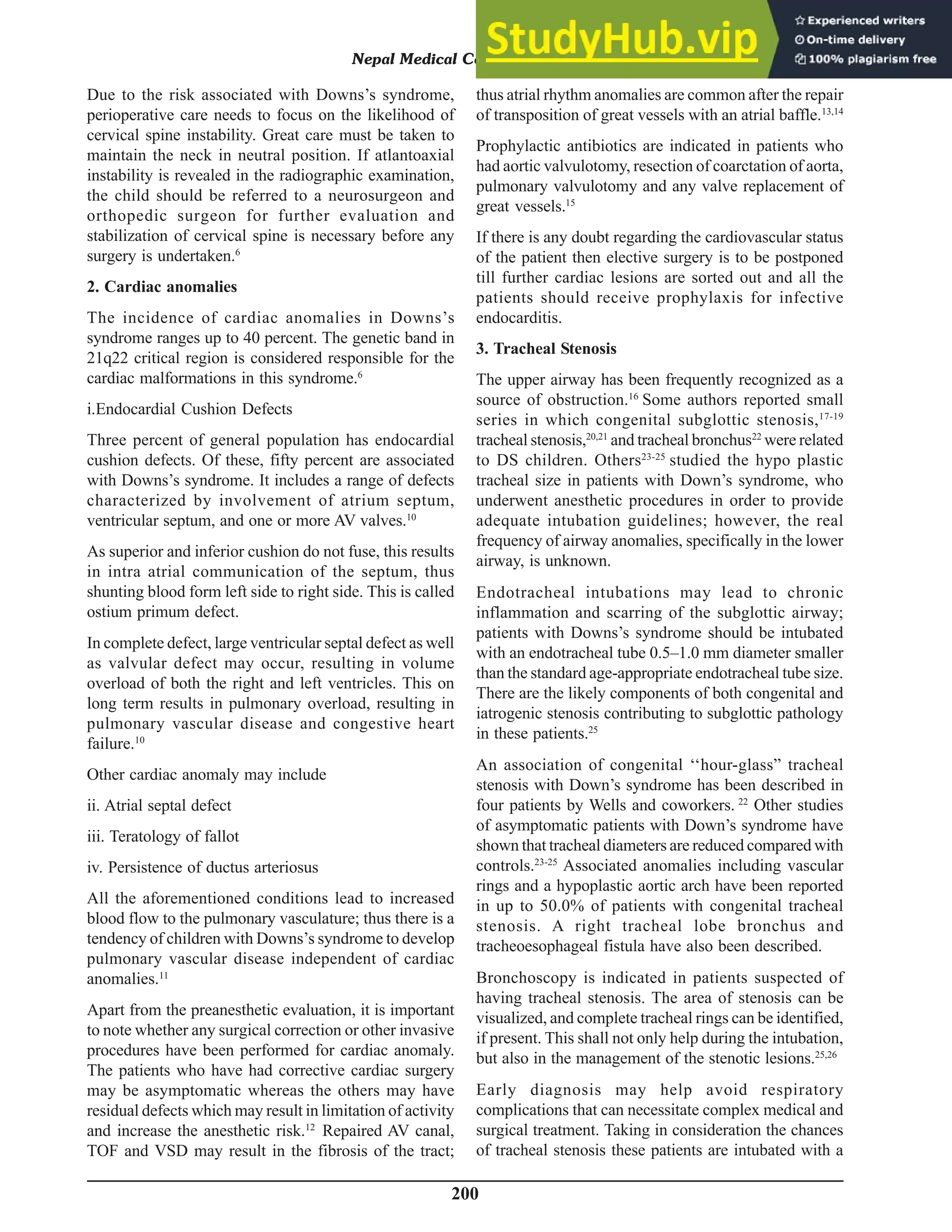 Anesthetic Consideration In Downs Syndrome--A Review | PDF