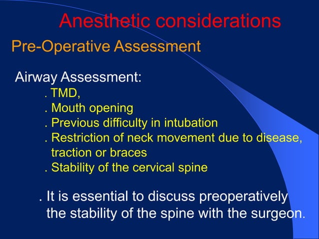 Anesthetic considerations for spinal surgery | PPTX