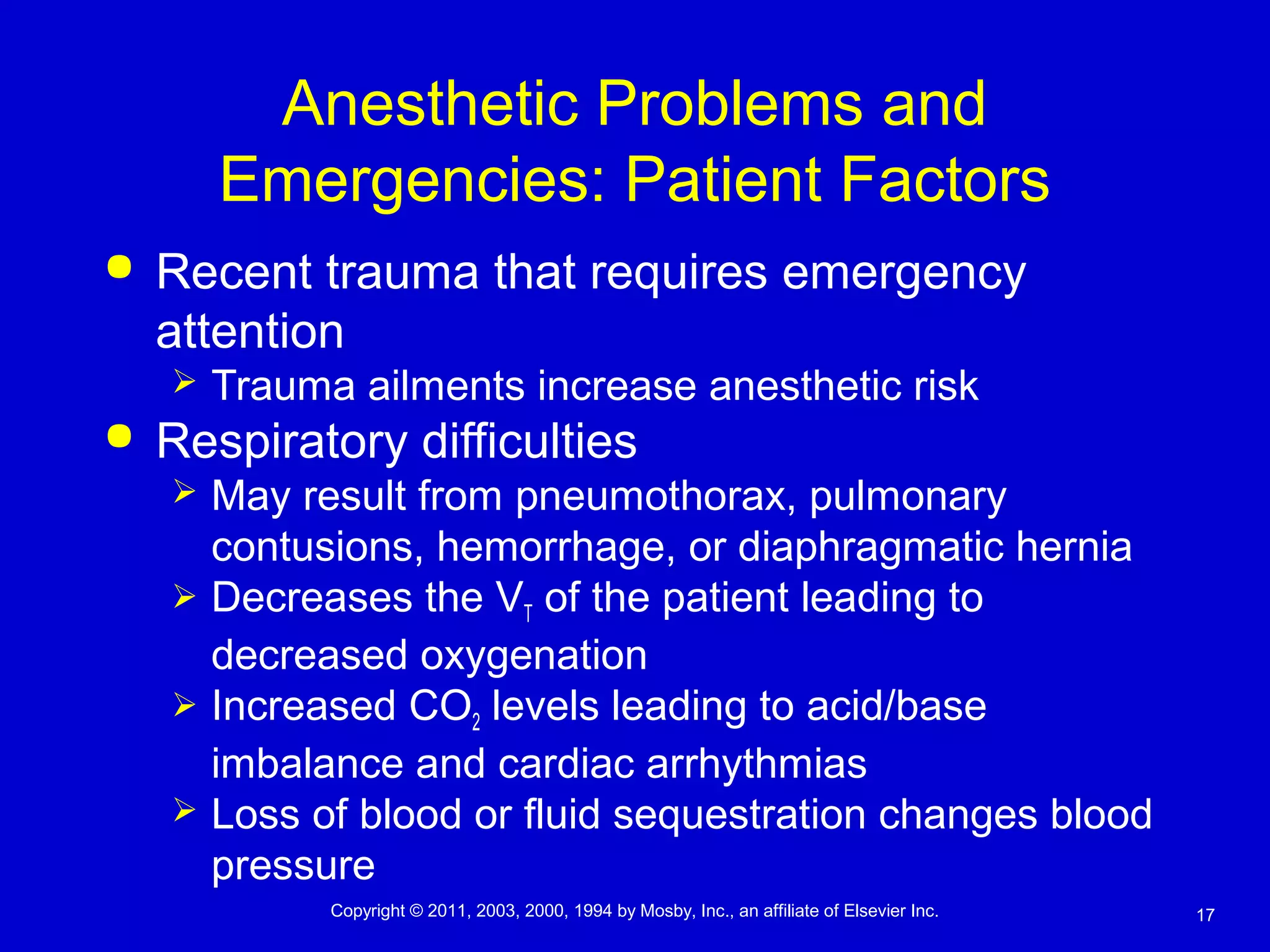 Anesthetic problems and emergency | PPT