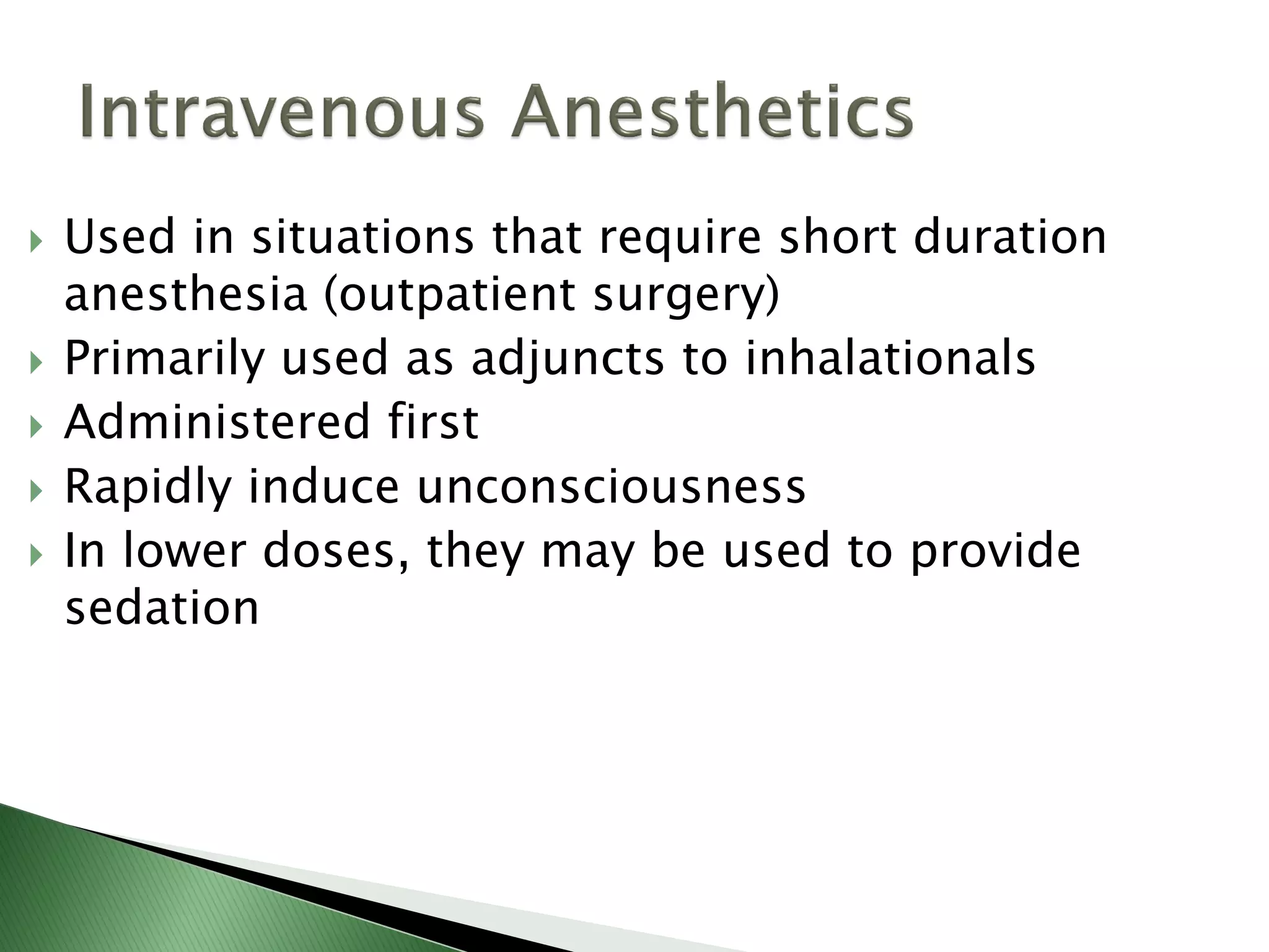 Anesthetics - Pharmacology | PDF
