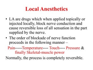 Local anesthetic drugs along with their classification uses and adverse ...