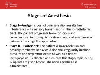 Analgesia, amnesia, loss of consciousness | PPT