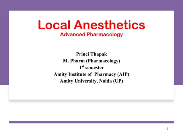 Local Anesthetics Presentation | PPT