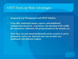 ANET SureLog International Edition Main Advantages | PPSX | Internet | Computing