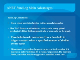 ANET SureLog International Edition Main Advantages | PPSX | Internet | Computing