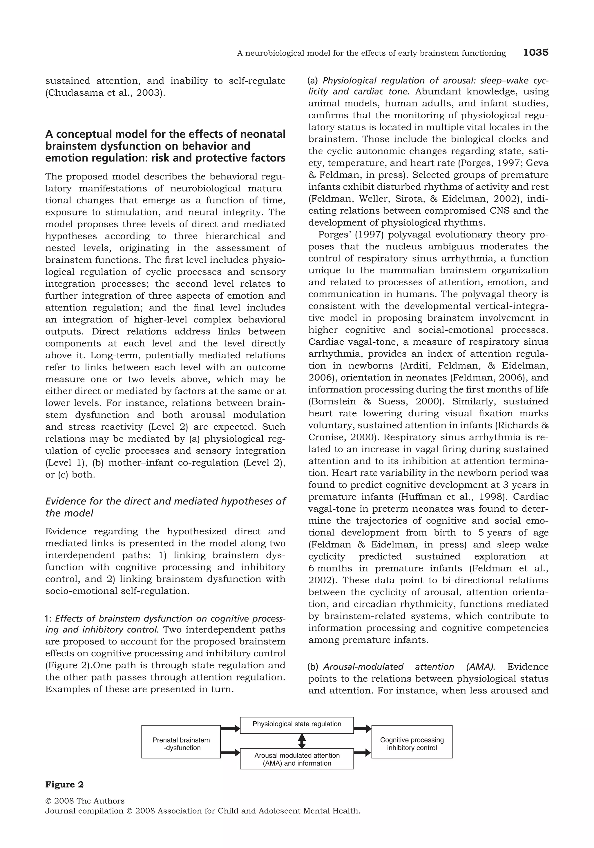 A neurobiological model for the effects of early brainstem functioning ...