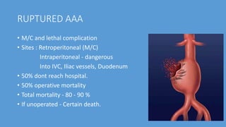 ANEURYMS AND VASCULITIS stanley medical college | PPT