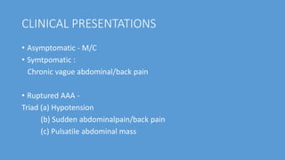 ANEURYMS AND VASCULITIS stanley medical college | PPT