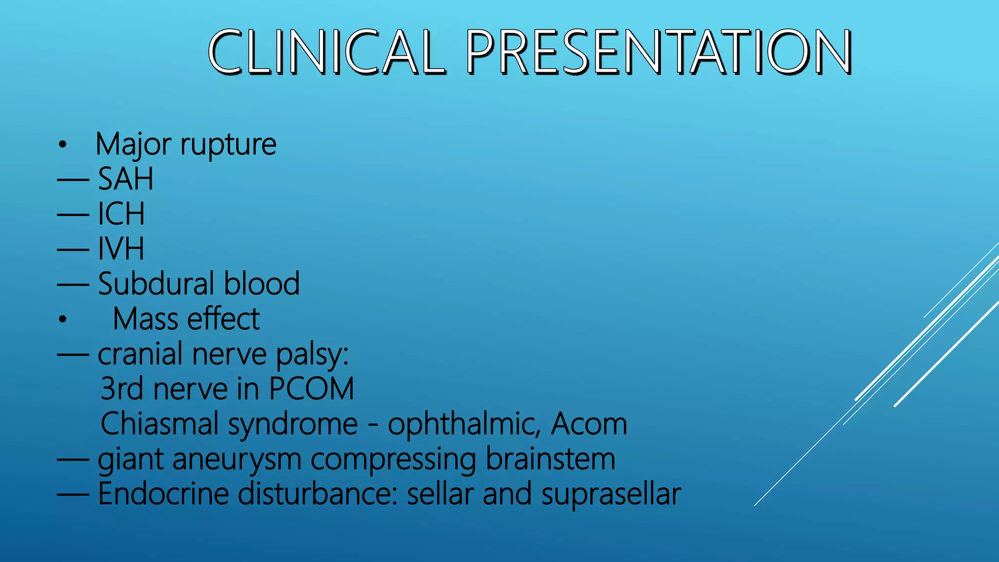 Anterior circulation Aneurysm | PPTX