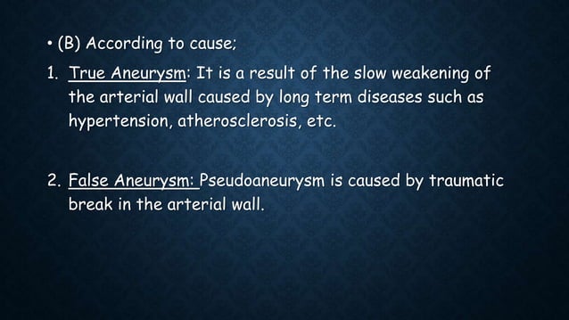 Aneurysm | PPTX | Heart and Cardiovascular Diseases | Diseases and Conditions