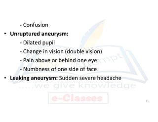 Aneurysm for medical students like nursing | PPT