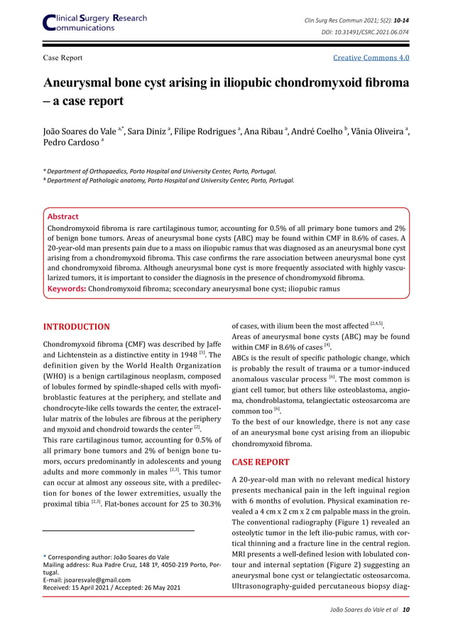 Aneurysmal bone cyst arising in iliopubic chondromyxoid fibroma – a ...