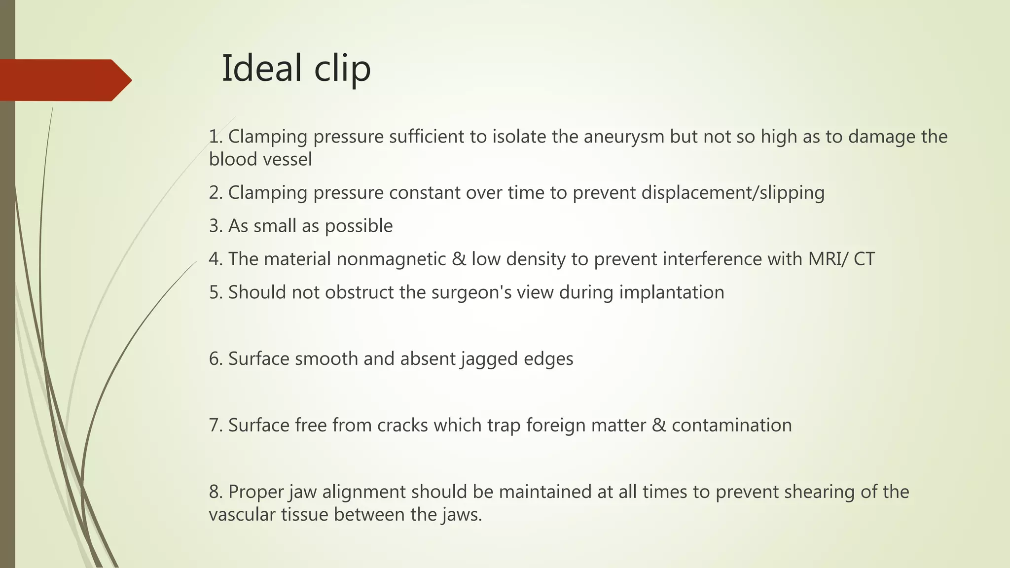 Aneurysm clips /clipology | PPTX