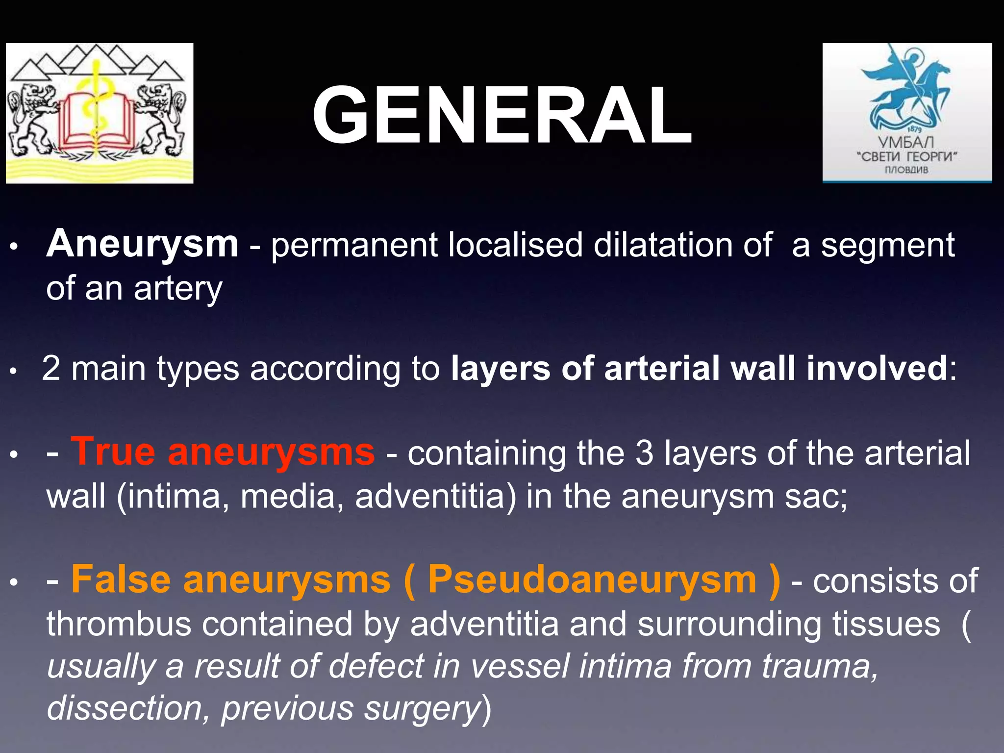 Aneurysms & dissections | PPTX