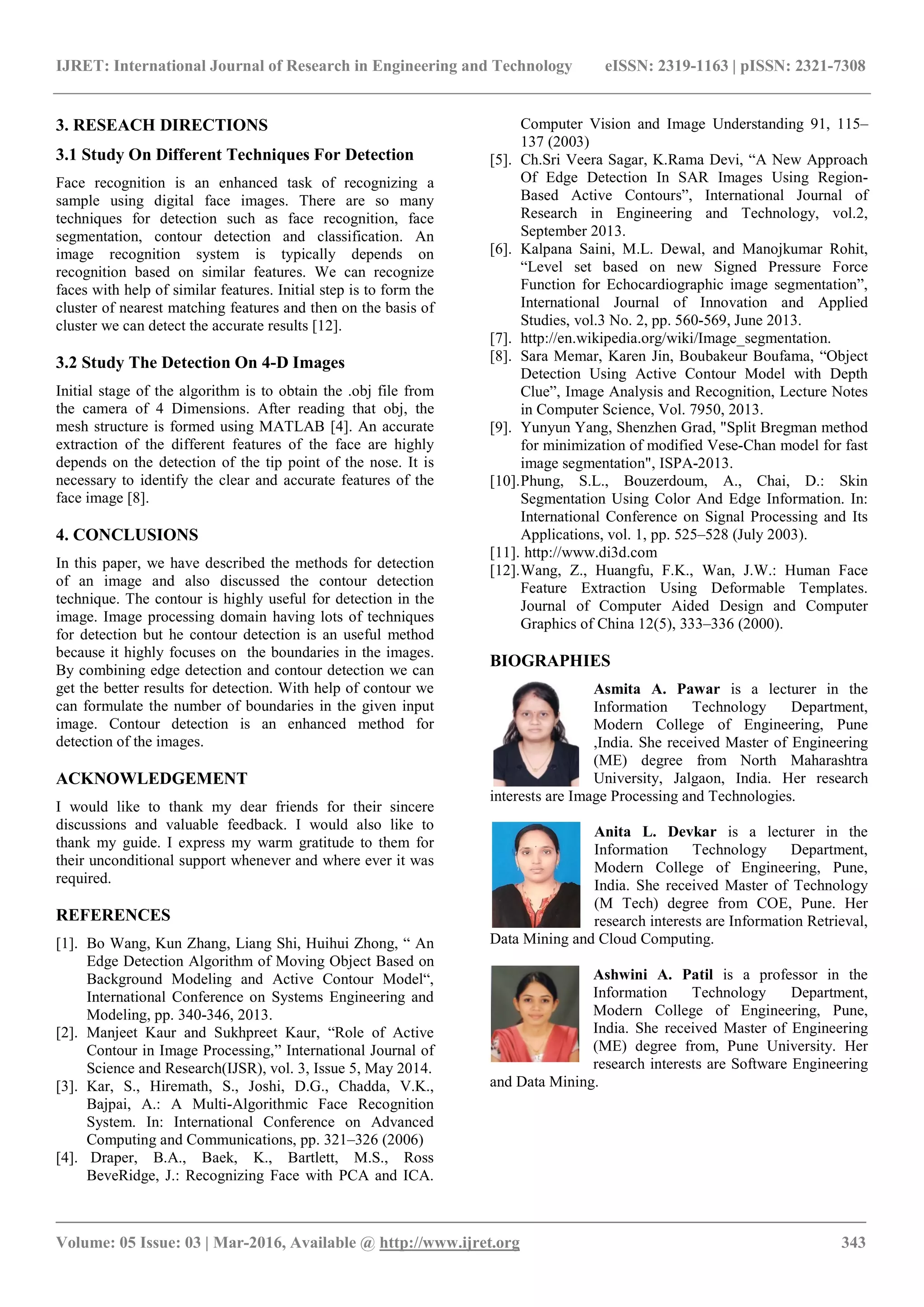 An evaluation approach for detection of contours with 4 d images a ...